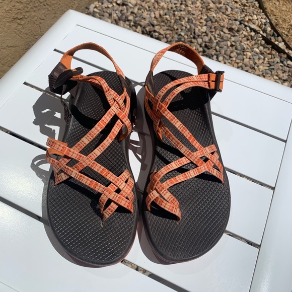 Chaco | Shoes | Chaco Orange And Brown Strappy Sandals Size 1 | Poshmark